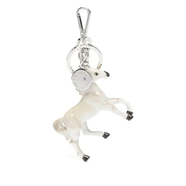 Stella McCartney Silver-tone Horse Pendant Keyring - Cream