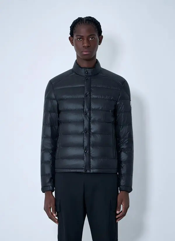 Moncler Padded Quilted Stand Collar Down Jacket - Black