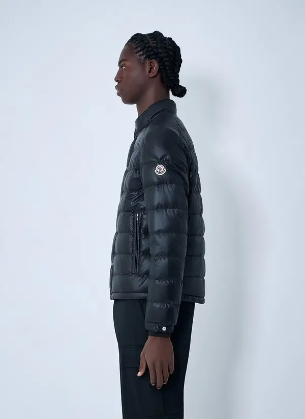 Moncler Padded Quilted Stand Collar Down Jacket - Black