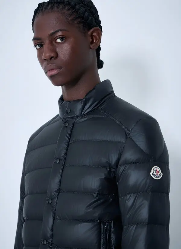 Moncler Padded Quilted Stand Collar Down Jacket - Black