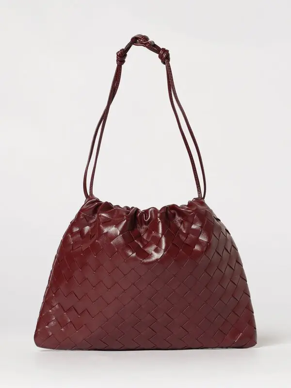 Bottega Veneta Burgundy Calfskin Woven Shoulder Bag