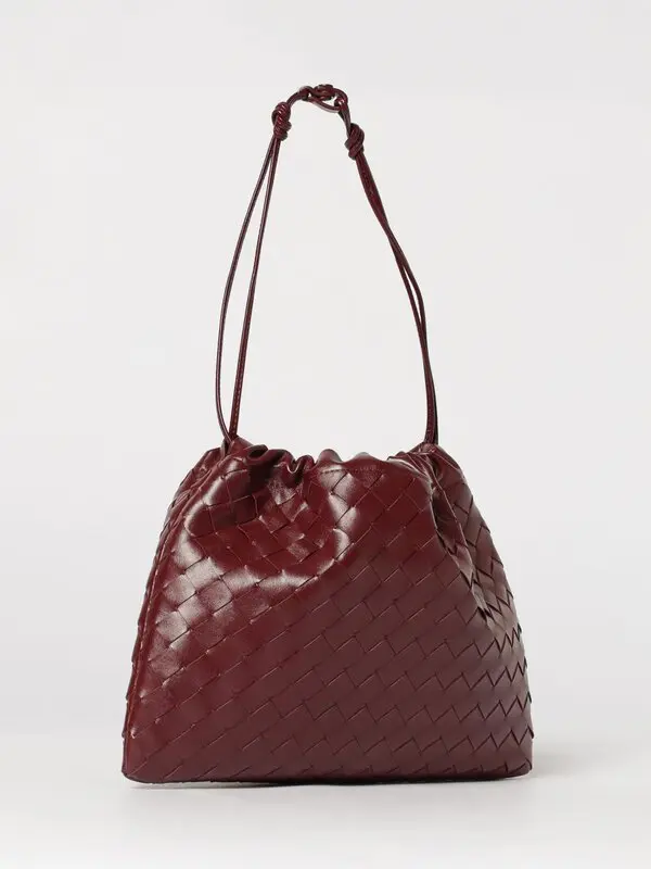 Bottega Veneta Burgundy Calfskin Woven Shoulder Bag