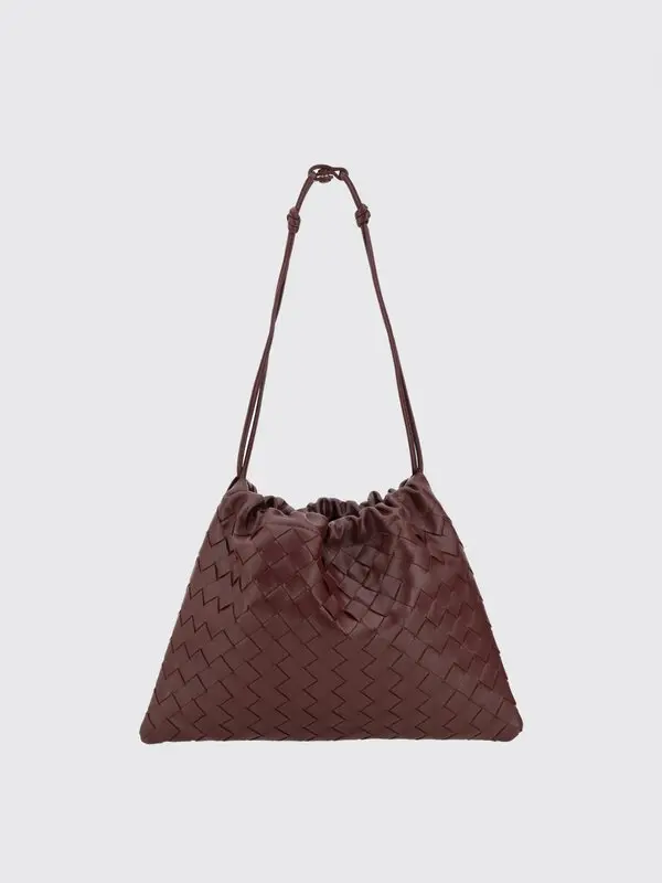 Bottega Veneta Burgundy Calfskin Woven Shoulder Bag - Red