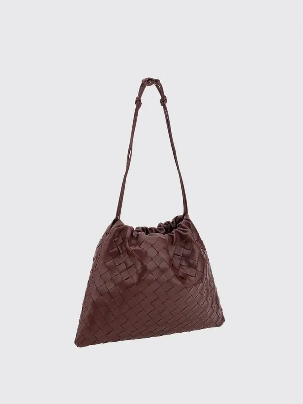 Bottega Veneta Burgundy Calfskin Woven Shoulder Bag - Red
