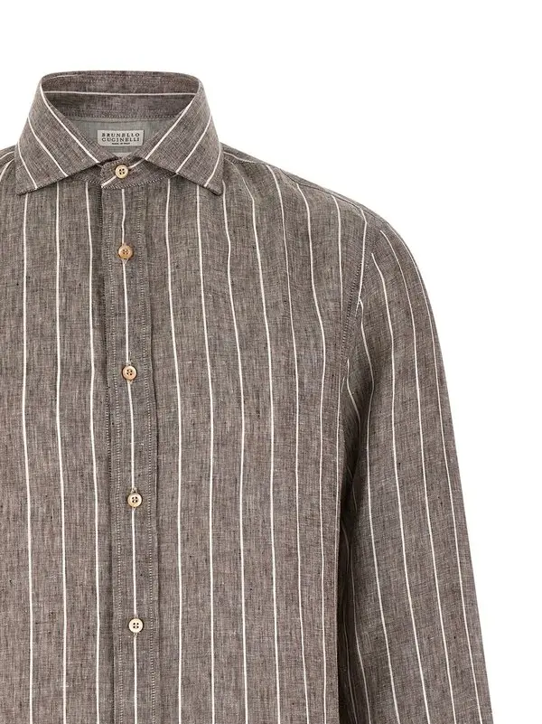Brunello Cucinelli Pinstriped Canvas Shirt