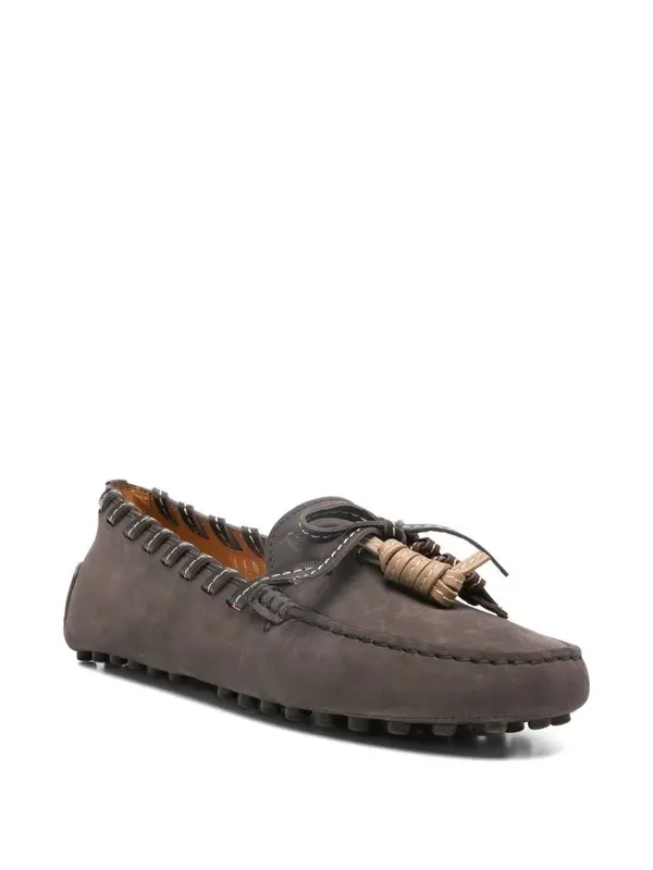 TOD'S Suede Leather Loafers With Bow Detailing - Multicolor