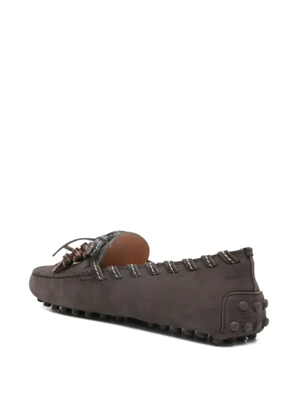 TOD'S Suede Leather Loafers With Bow Detailing - Multicolor