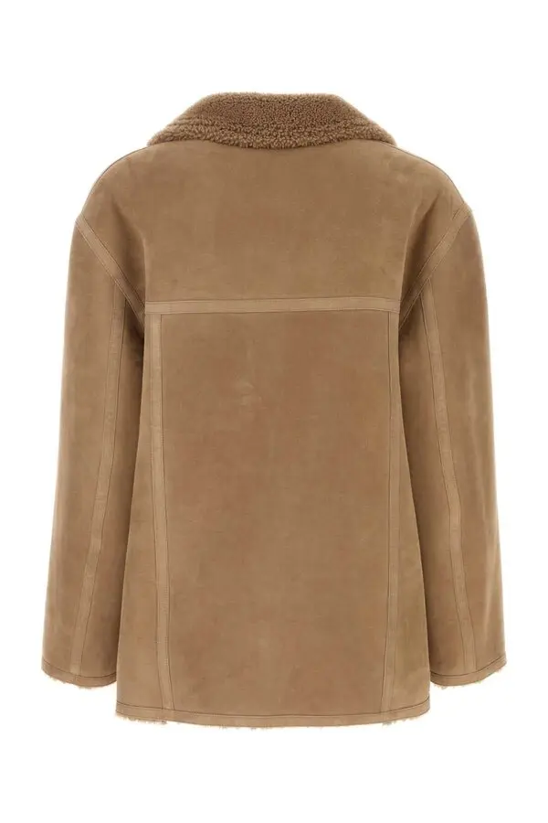 Fendi Camel Shearling Double-breasted Jacket