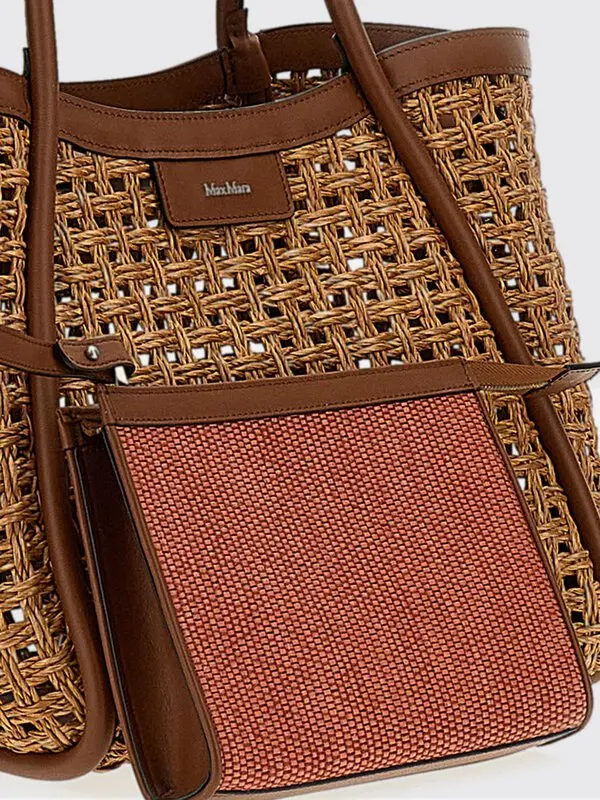 Max Mara Woven Tote Bag With Leather Trim