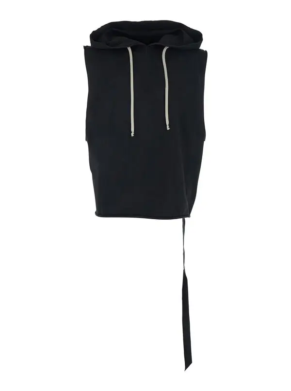 Rick Owens Sleeveless Cotton Hoodie With Fabric Pendant - Multicolor