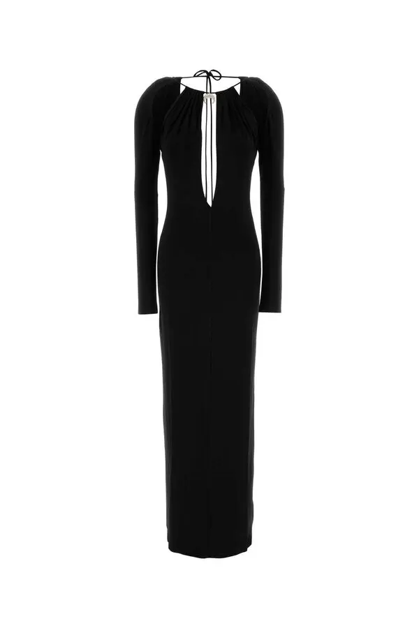 MARINE SERRE Jersey Long Dress - Black