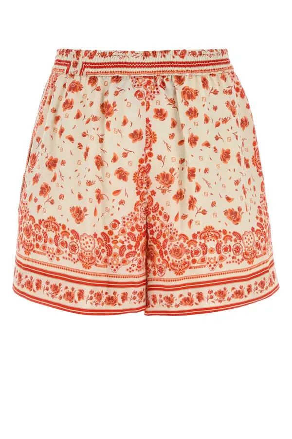 Fendi Printed Silk Shorts