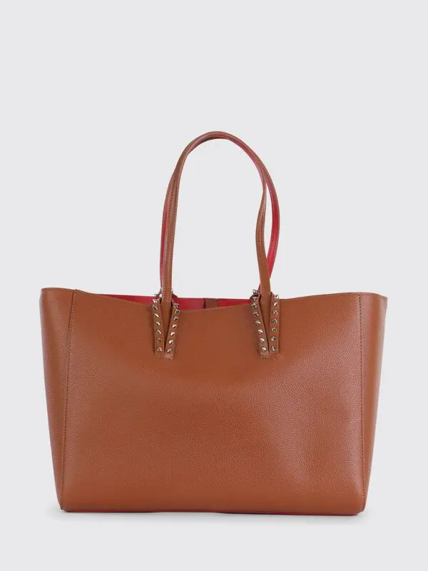 CHRISTIAN LOUBOUTIN Leather Shoulder Bag With Stud Embellishments - Brown