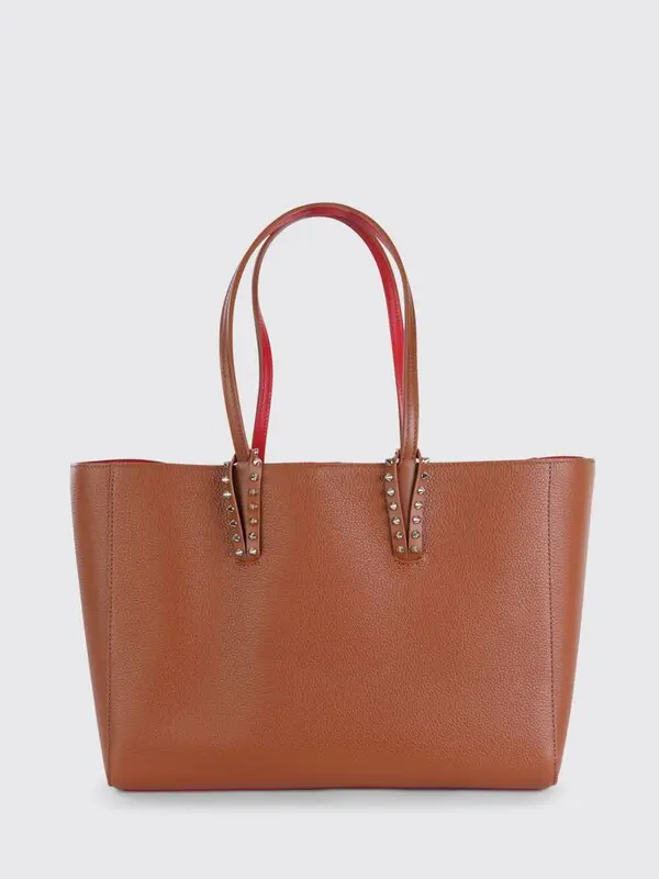 CHRISTIAN LOUBOUTIN Leather Shoulder Bag With Stud Embellishments - Brown