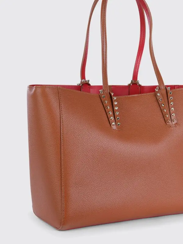 CHRISTIAN LOUBOUTIN Leather Shoulder Bag With Stud Embellishments - Brown