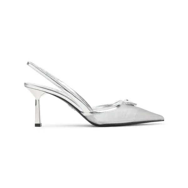 Prada Polyamide Slingback Pumps With Stiletto Heel - Silver