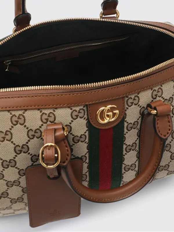 Gucci Monogrammed Canvas And Leather Top Handle Bag