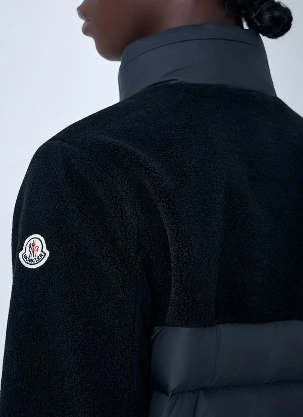Moncler Quilted Down & Fleece Stand Collar Jacket - Black
