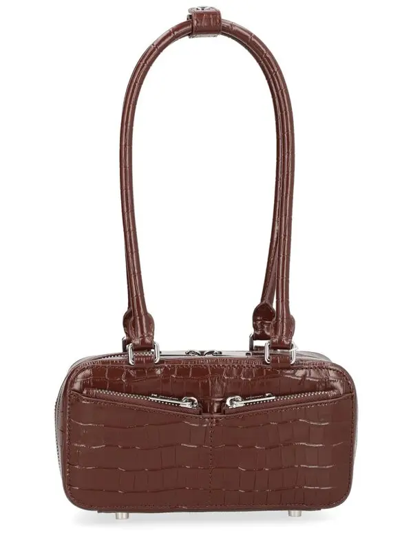 SELF-PORTRAIT Crocodile Effect Top Handle Bag - Brown