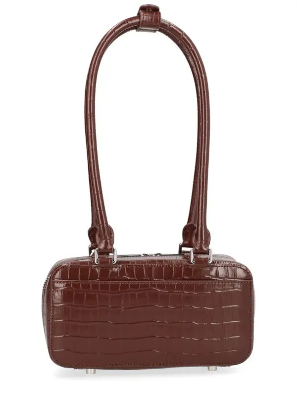 SELF-PORTRAIT Crocodile Effect Top Handle Bag - Brown