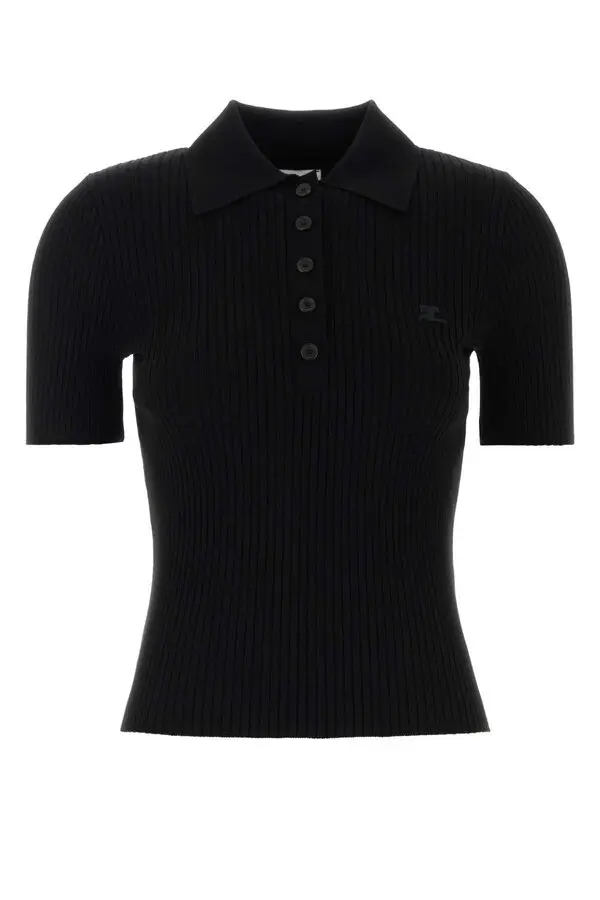 COURREGES Ribbed Viscose Blend Polo Shirt - Black