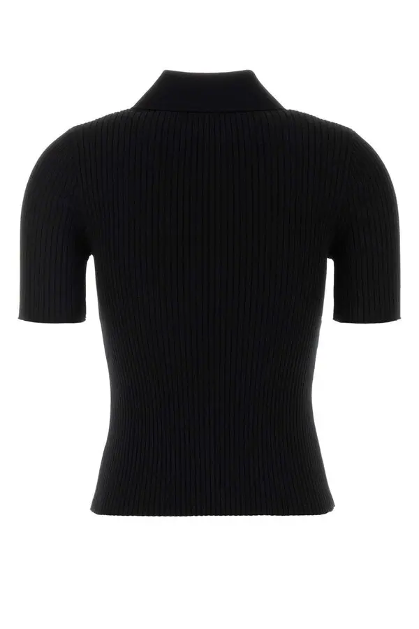 COURREGES Ribbed Viscose Blend Polo Shirt - Black