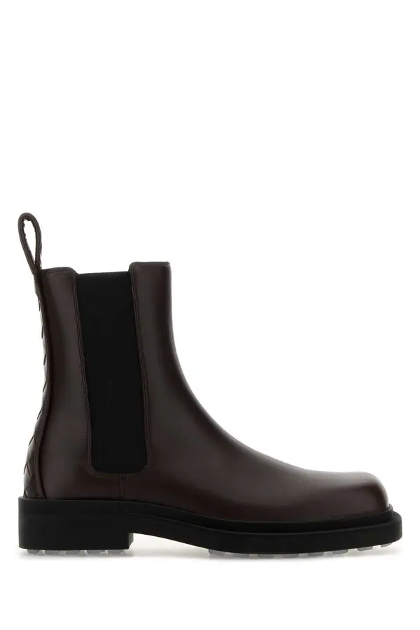Bottega Veneta Dark Leather Chelsea Ankle Boots - Brown
