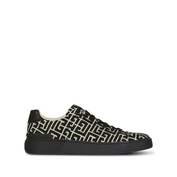 Balmain Low-top Jacquard Monogram Sneakers - Black