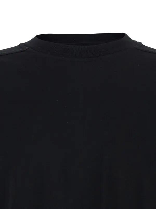 Rick Owens Cotton Crew Neck T-shirt With Raised Collar - Black