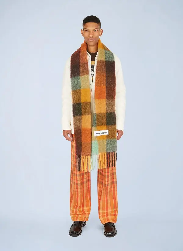 Acne Studios Fringed Check Scarf
