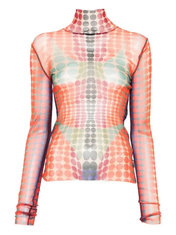 JEAN PAUL GAULTIER High Neck Long Sleeve Top - Multicolor
