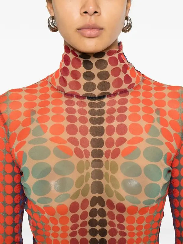 JEAN PAUL GAULTIER High Neck Long Sleeve Top - Multicolor