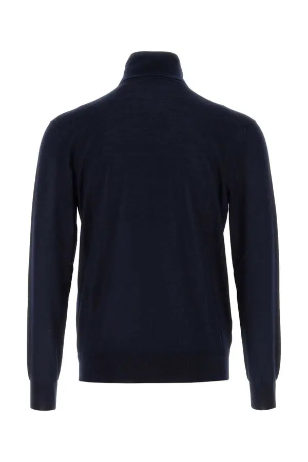 Saint Laurent Navy Cashmere Blend High Neck Sweater