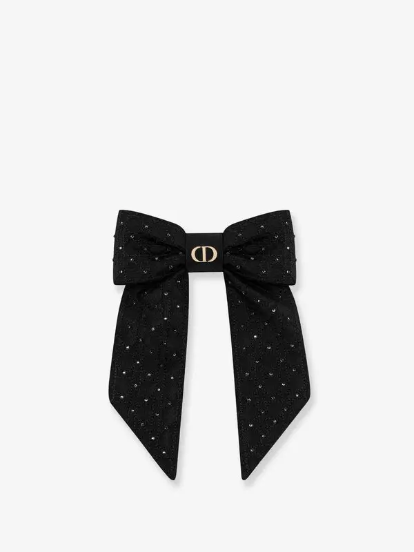 Dior Twist Technical Fabric And Silver-colored Crystals Bow Hair Clip - Multicolor