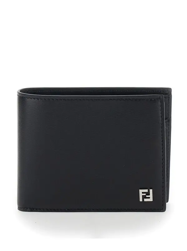 Fendi Black Bifold Wallet With Ff Metal Logo In Leather For - Multicolor