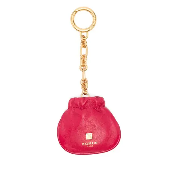 Balmain Keyring & Chain With Pouch Detail - Red