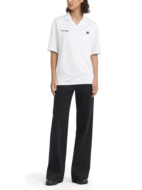 COURREGES Oversize Fit Polo With Logo Detail - White