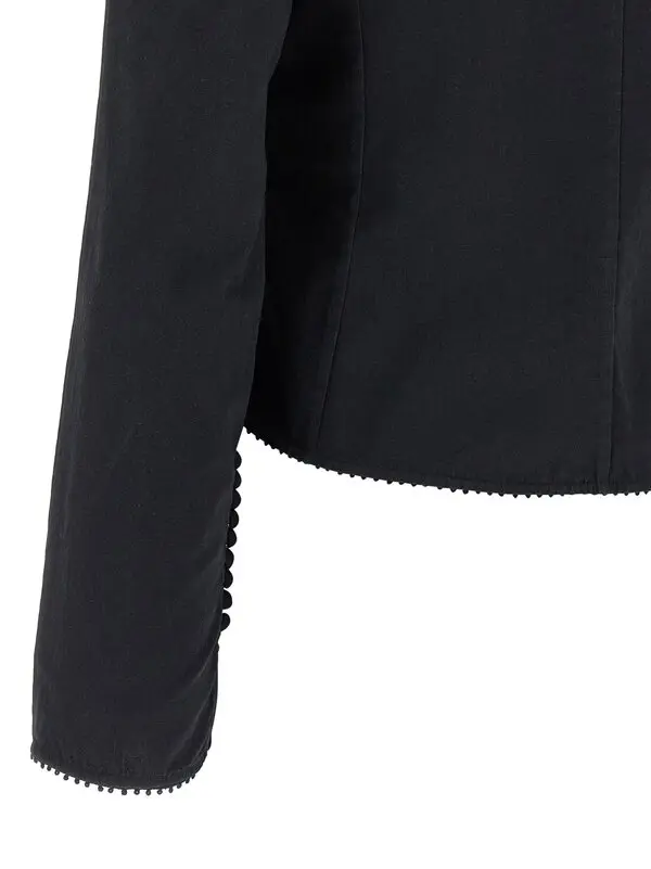 Isabel Marant Étoile Calina Cotton Victorian Shirt With Ruffles And Crochet - Black