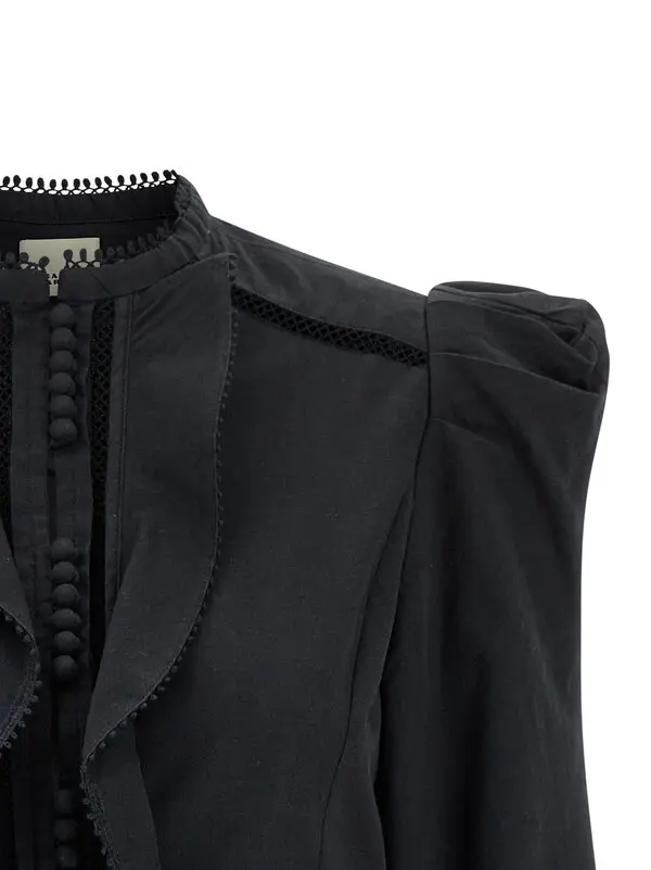 Isabel Marant Étoile Calina Cotton Victorian Shirt With Ruffles And Crochet