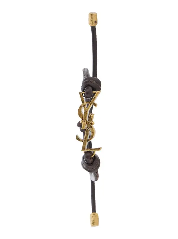 Saint Laurent Leather And Gold Tone Bracelet - Multicolor