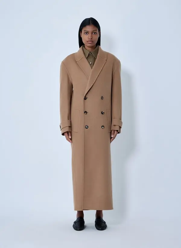 Saint Laurent Brushed Cashmere And Wool Blend Coat - Brown