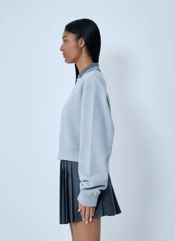 Miu Miu Cropped Fleece Sweatshirt With Embroidered Logo