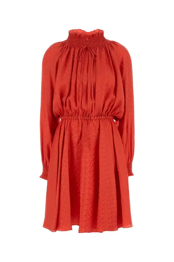 Fendi Coral Silk Mini Dress - Red