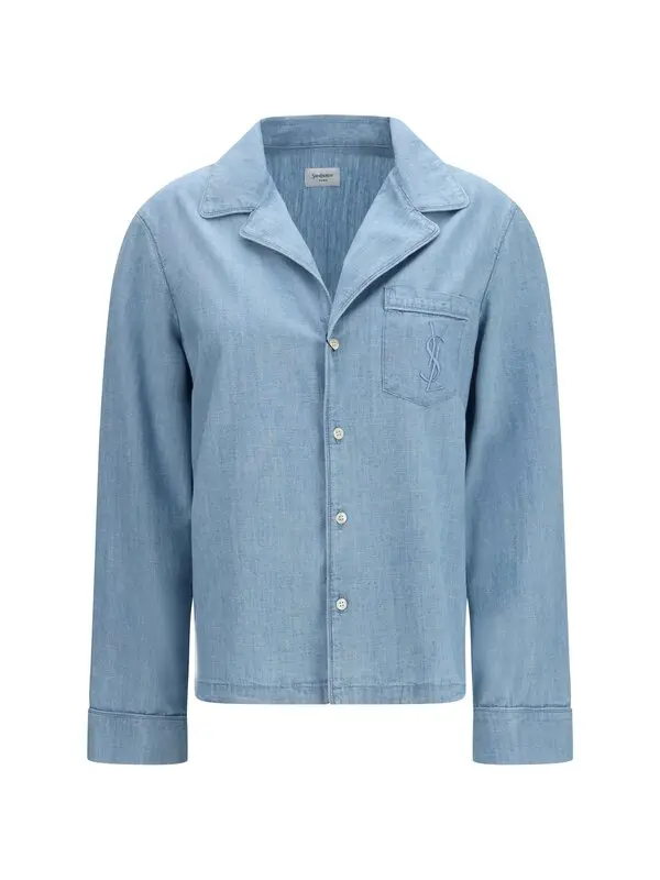 Saint Laurent Textured Cotton Shirt - Blue