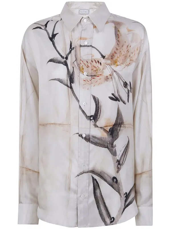PIERRE-LOUIS MASCIA Long Sleeve Printed Silk Shirt - Multicolor
