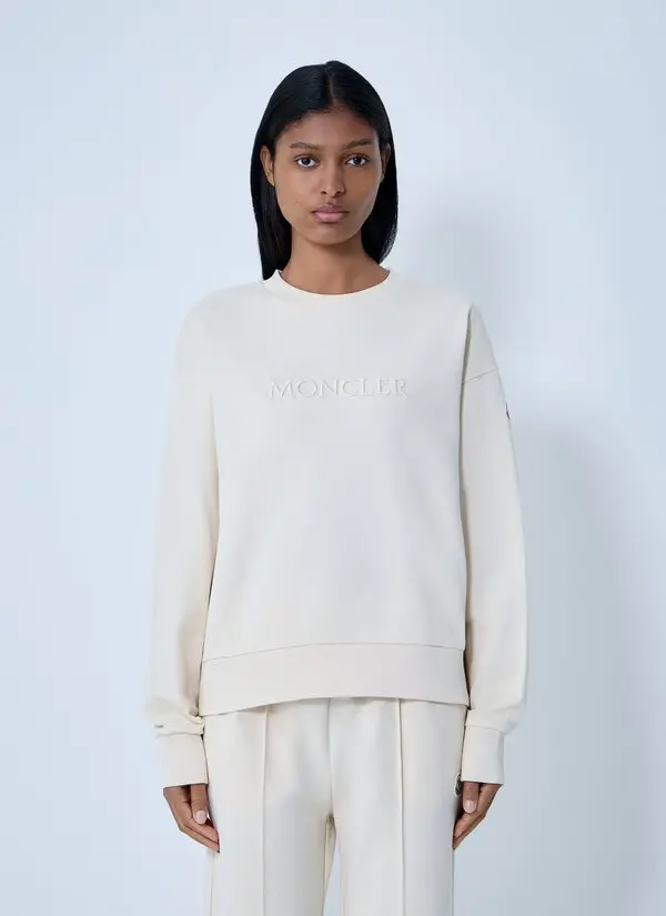 Moncler Cotton Crewneck Sweatshirt With Logo Motif - Multicolor