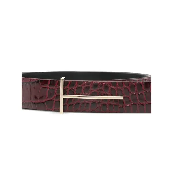 TOM FORD Embossed Leather Belt - Red