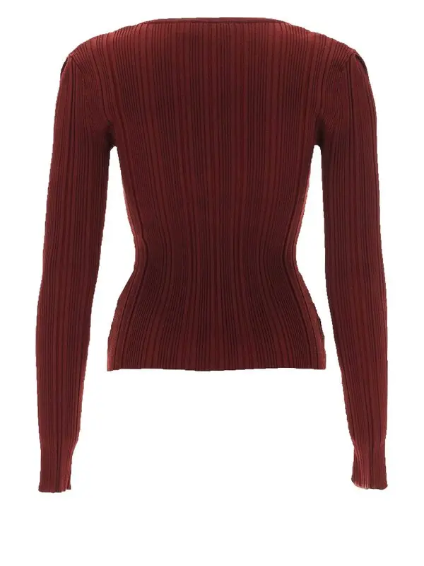 SELF-PORTRAIT Ribbed Knit Top With Lace Detailing - Multicolor