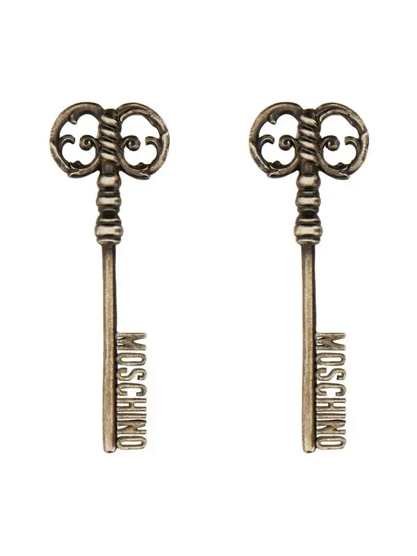 Moschino Key Drop Earrings - Silver