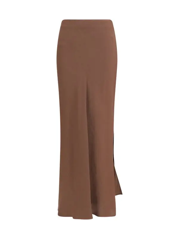 Brunello Cucinelli Long Skirt With Side Slits - Brown